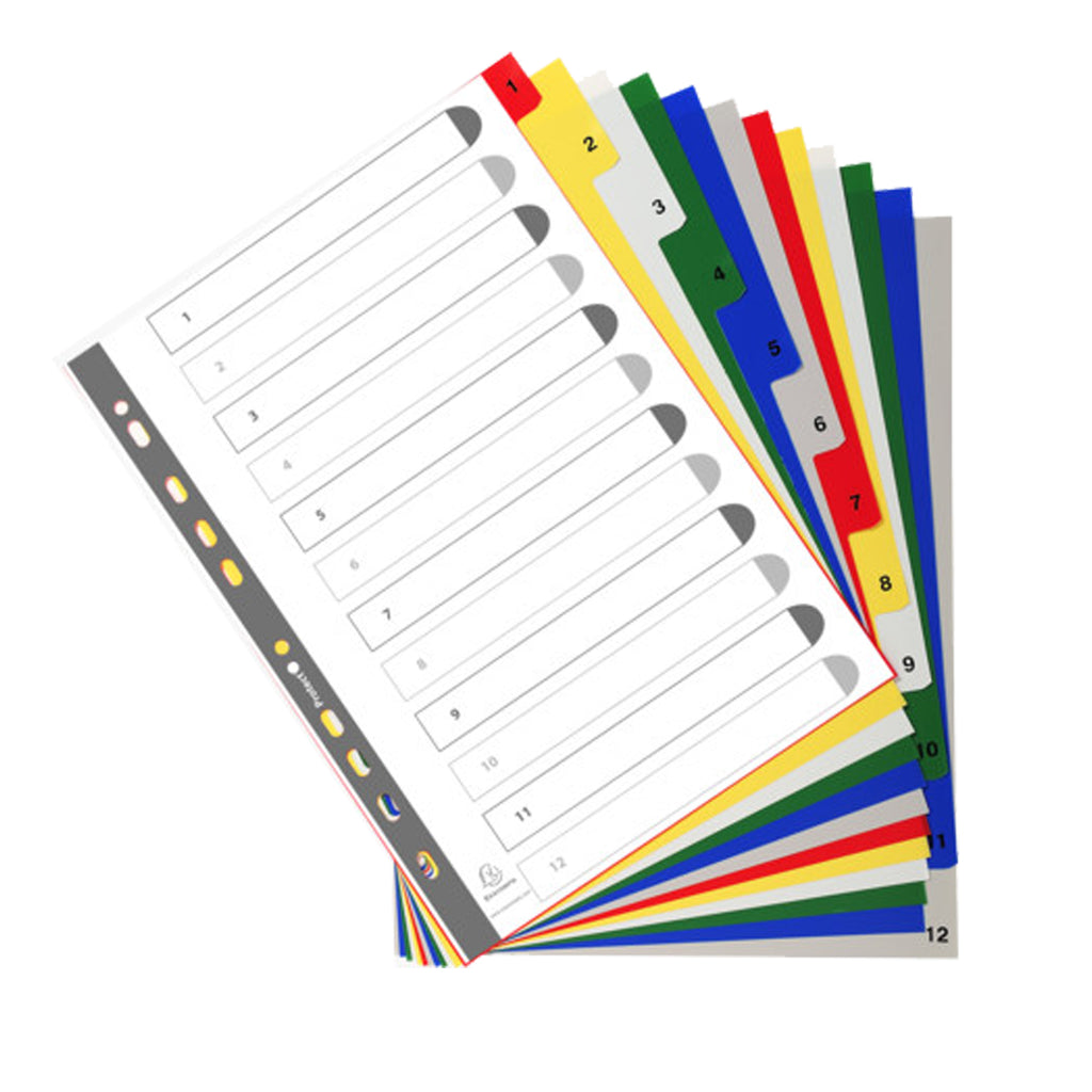 EXACOMPTA - Divisori numerici 1-12 a4 - ppl opaco colori assortiti ...